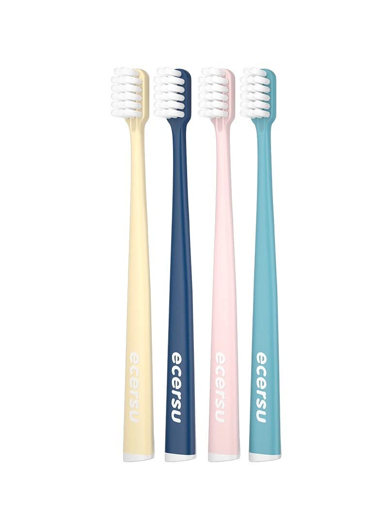 INKIRU Silicone Handle Adult Toothbrush with 4 Pieces -at Least Buying 100 Package (19 * 1.2cm, 4 Pieces of Morandi)