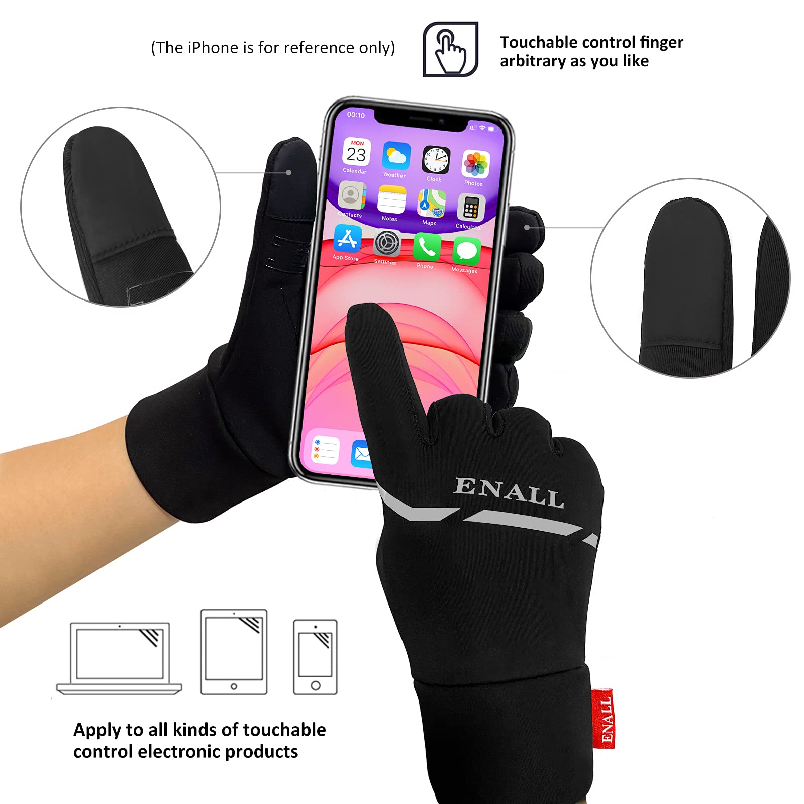 ENALL Waterproof Winter Gloves- Windproof Touch Screen Warm Gloves-for Running Driving Cycling-for Women and Men (Large)