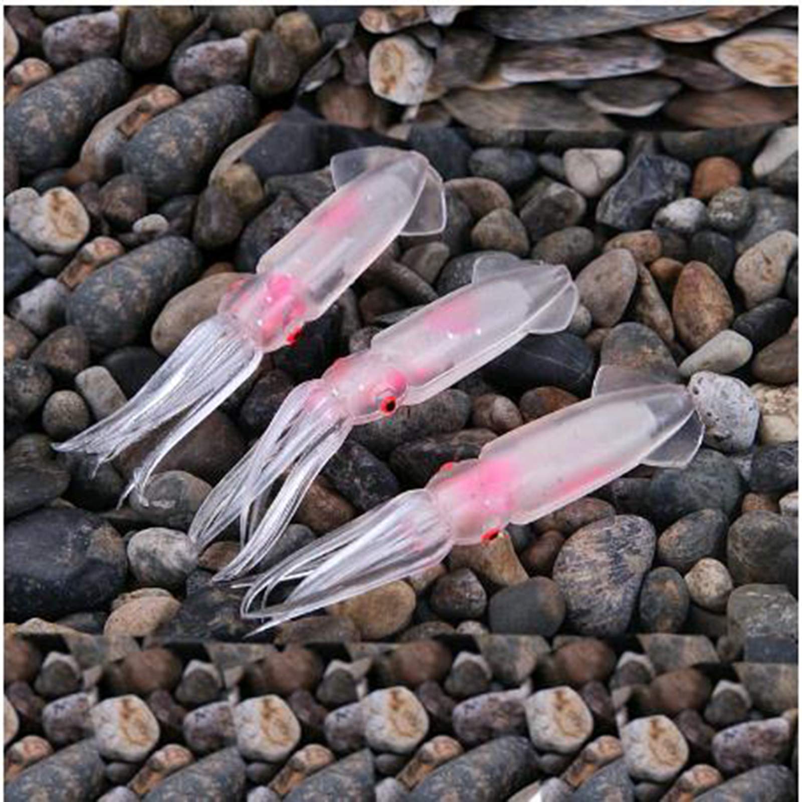 DAOUD 20pcs/lot 15cm Octopus Lures Glow in Dark Luminous Bulb Squid Skirts Soft Trolling Lures Bait Fishing Tackle Saltwater.