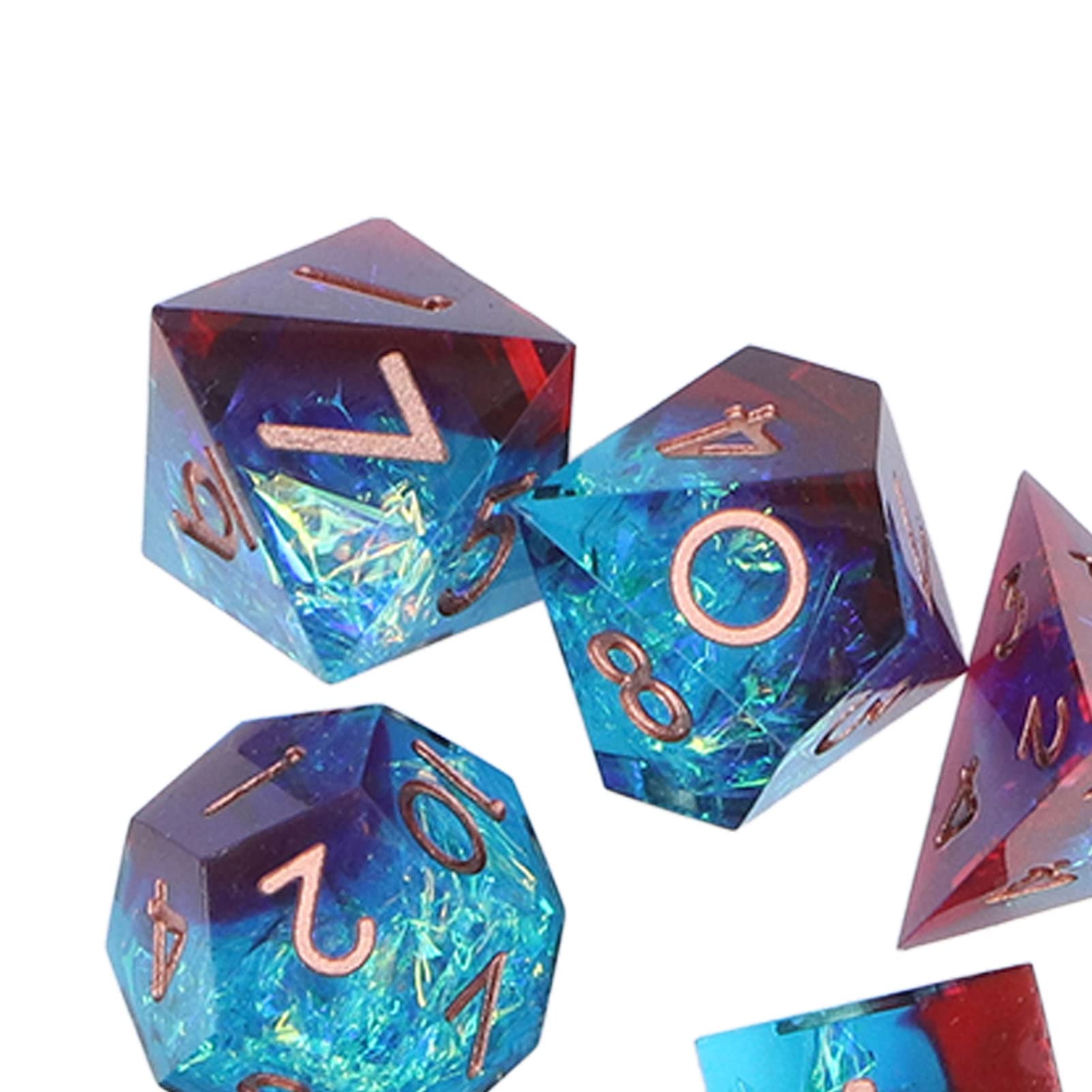 DND Dice Set, Resin Polyhedral D/D Dragon Dice with Box for Dungeons/Dragons Pathfinder TTRPG, 7 Pack(Blue and Red) Adult Spoof Whole Person Toys