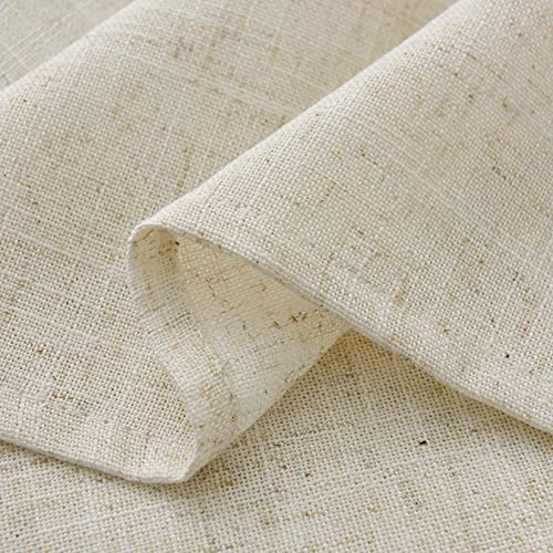 Valea Home Linen Curtains Panel 54 inch Long Light Filtering Rod Pocket Crude Drapes for Bedroom Living Room Farmhouse Window Treatment Panels, Natural, 1 Panel