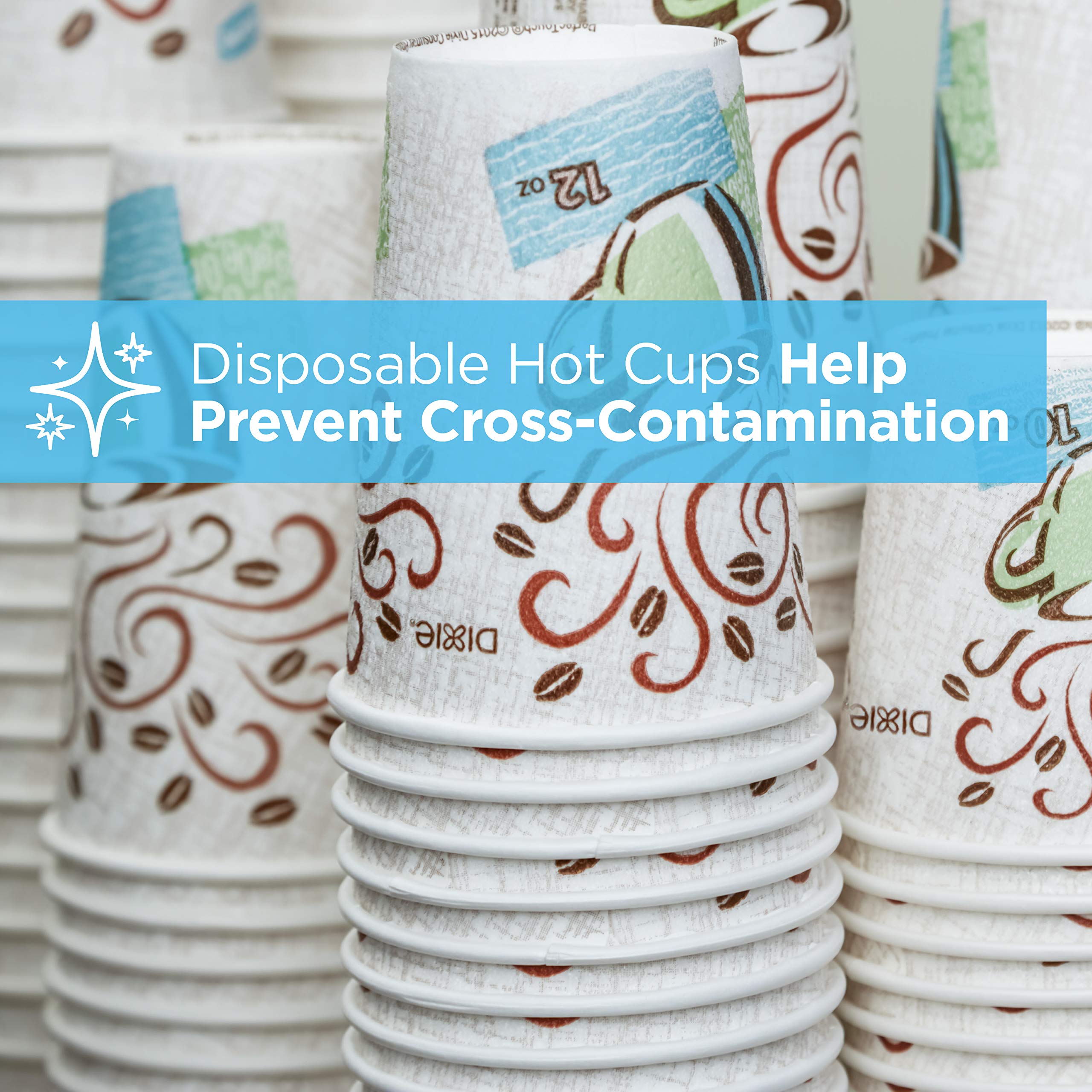 Dixie PerfecTouch, 5338CDWR, Coffee Haze, 8 oz., Individually Wrapped Insulated Paper Hot Cup by GP PRO (Georgia-Pacific) (Case of 1,000 Cups), Coffee Haze Design