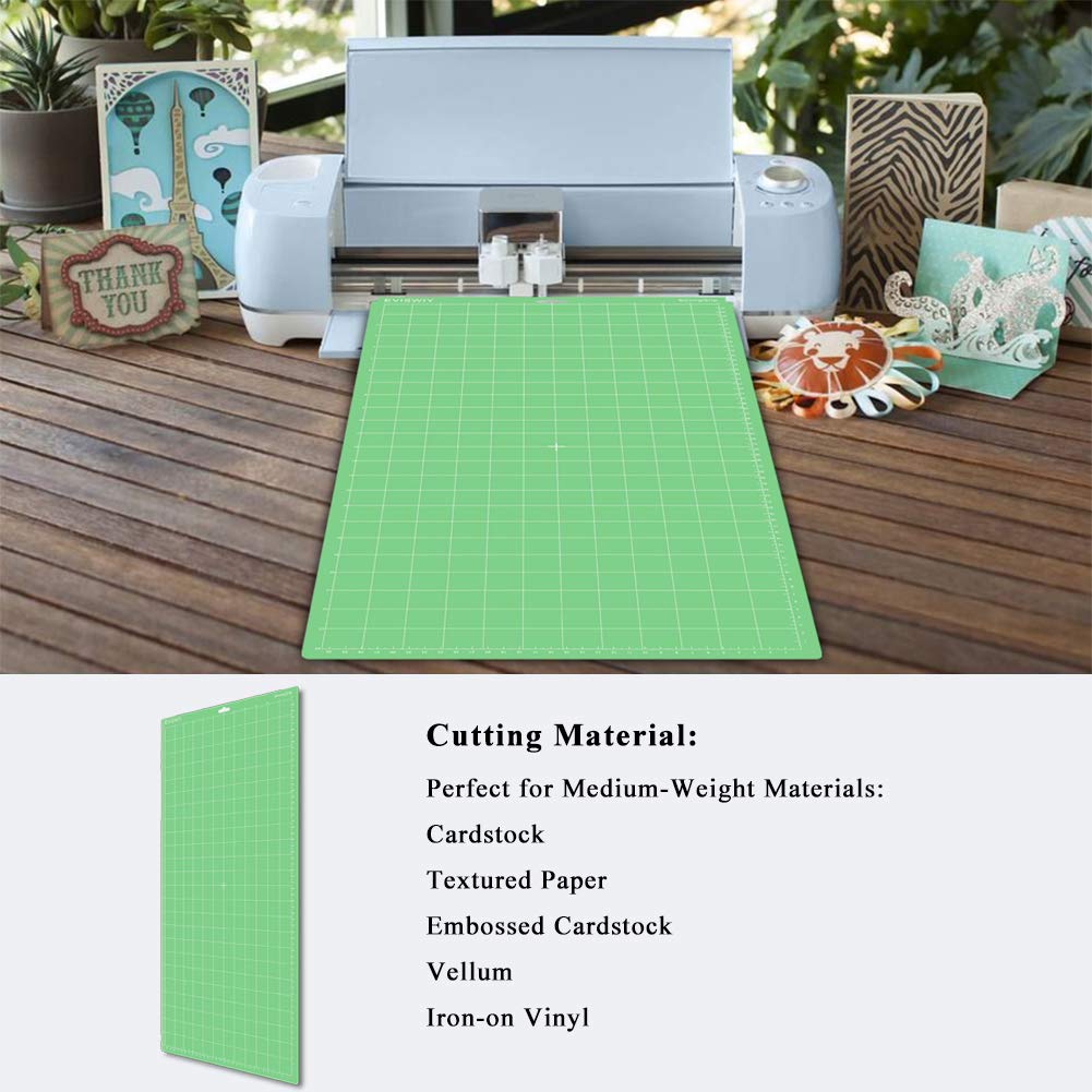 EVISWIY 4PCS 12x24 Mats for Cricut Maker 3/Maker Explore Air 2/Air/One with 5 PCS Blades StandardGrip/LightGrip/StrongGrip/FrabricGrip Multiple Green Blue Purple Pink Cricket Cutting Mats for Cricut
