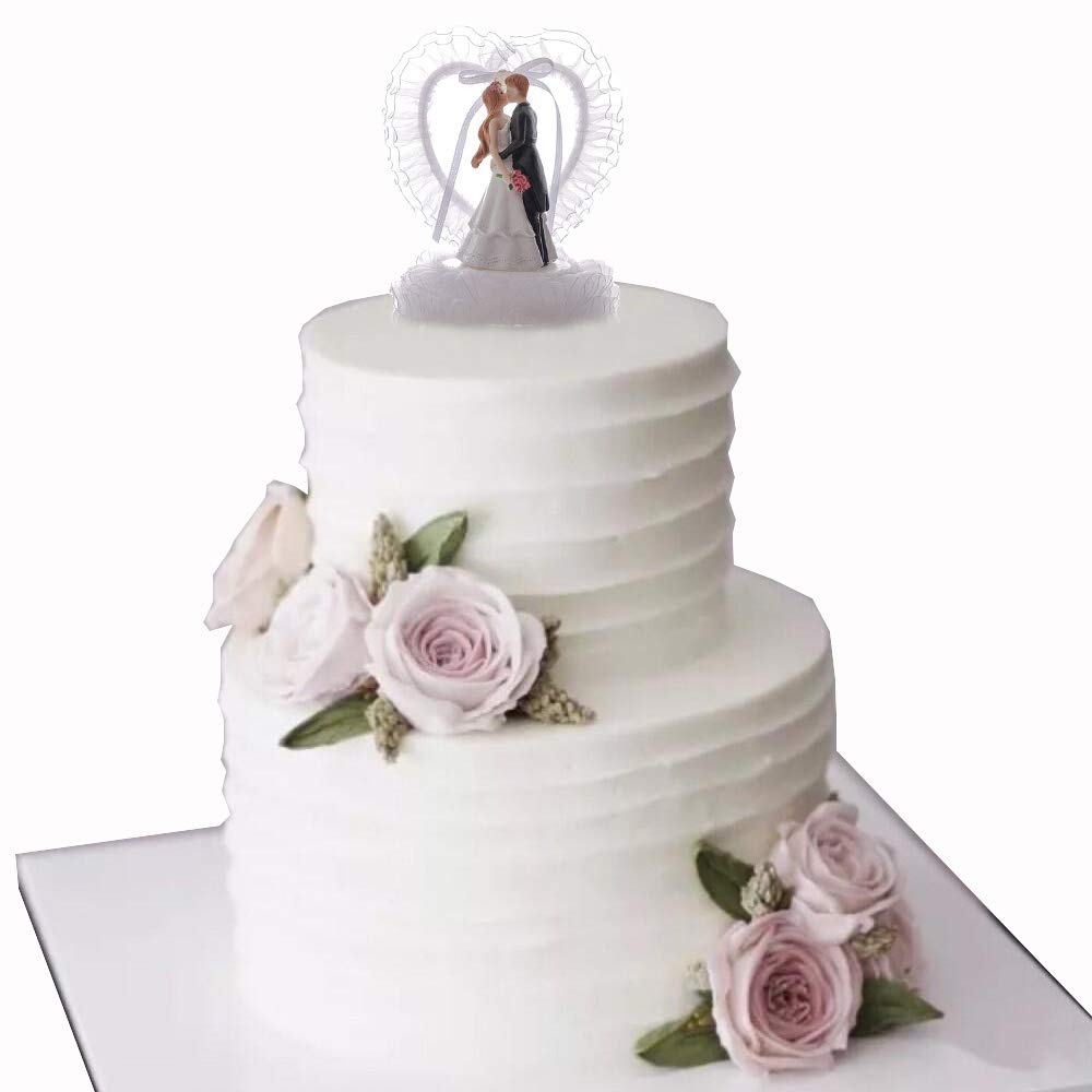 FULCLOUD 5.5inch Wedding Cake Toppers ,Romantic Bride Groom Love Cake Topper Figurines Resin Doll Ornaments ,Fun Cake Topper for Engagement Wedding Anniversary Decorations Gifts