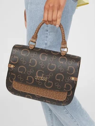 GUESS Factory Women's Keston Logo Top Handle Crosbody Handbags