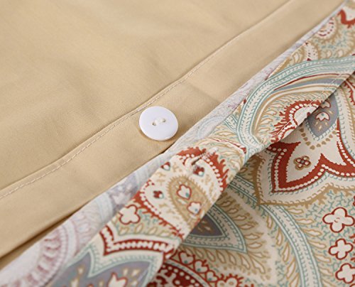 Softta Duvet Cover Set Paisley Bedding Design 800 Thread Count 100% Cotton 3Pcs,Queen Size,Khaki