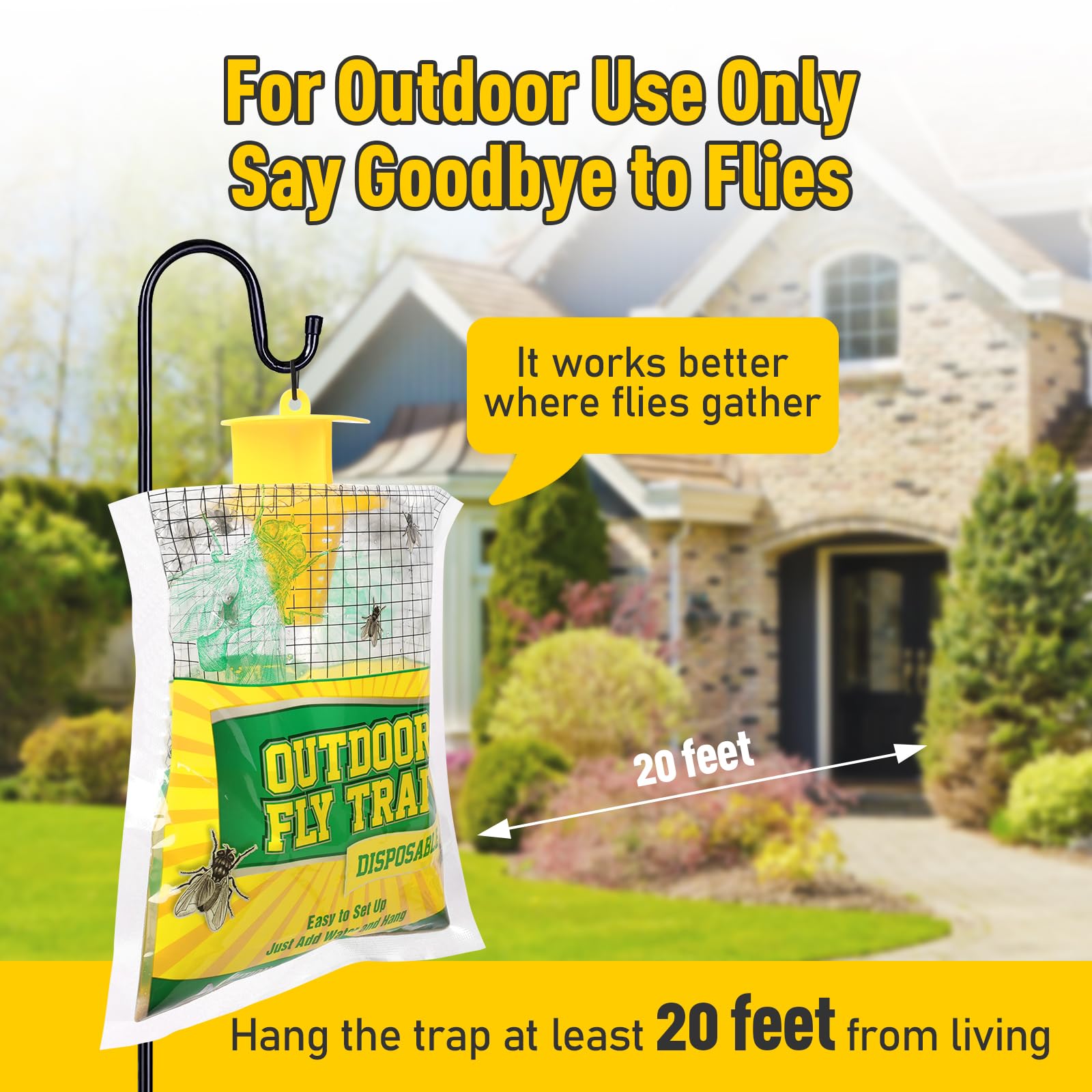 Fly Traps Outdoor Fly Trap Hanging, Disposable Fly Killer Trap Bag Catcher for Outside Farms, Fly Trap Bag Fly Catchers Outdoors, Effective Fly Traps Outdoor Hanging Fly Killer, 6 Pack