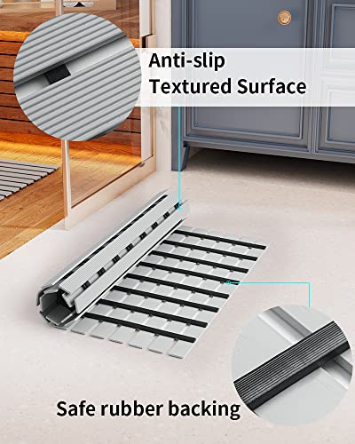 Shower-Mat Non Slip, PADOOR Heavy Duty Bathtub-Mat Curlable Quick Drain Sturdy Bath Tub Mat Without Suction Cups for Indoor Outdoor Use 17x26 Inch Grey