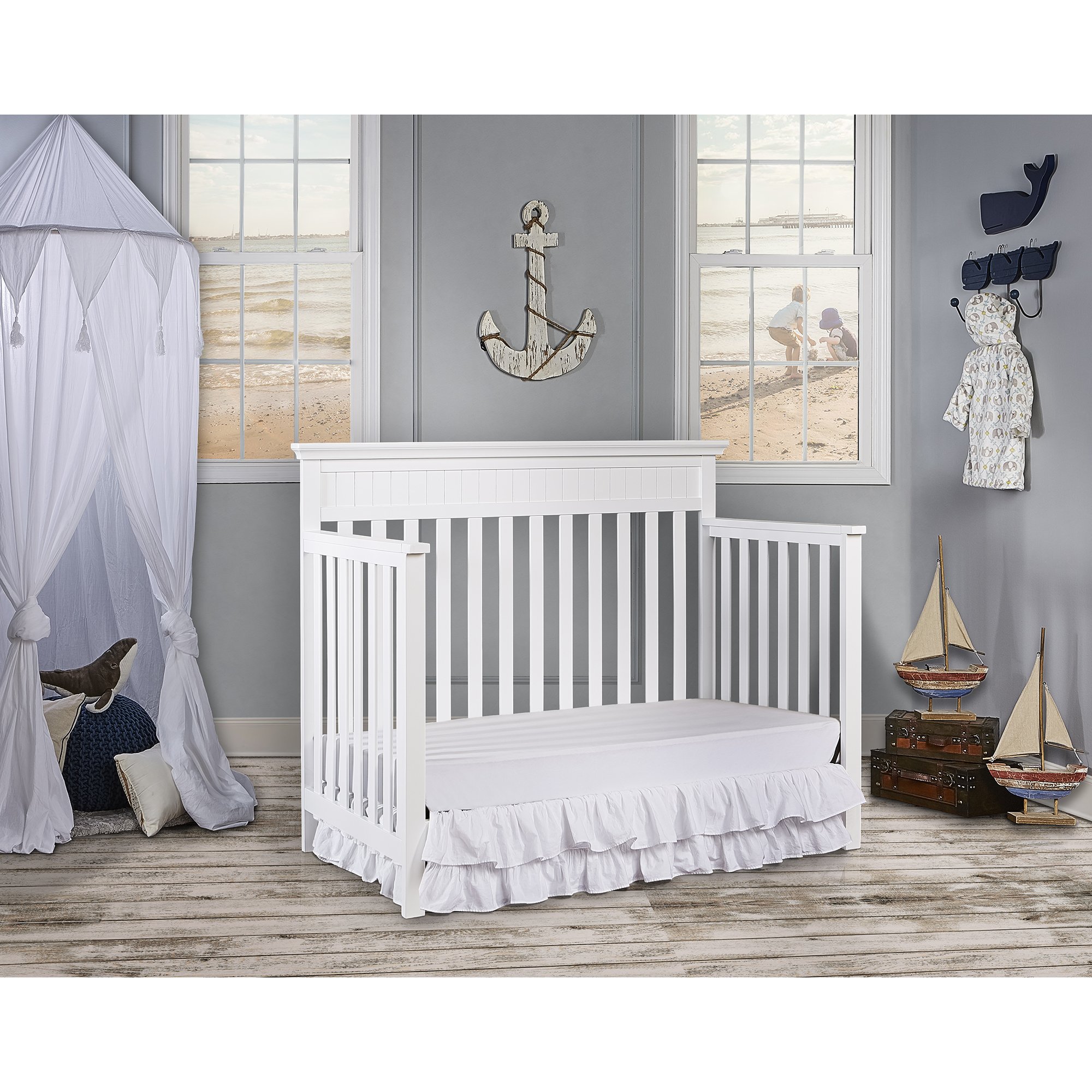 Dream On Me Chesapeake 5-in-1 Convertible Crib, Snow Fall , 59x4x34 Inch (Pack of 1)