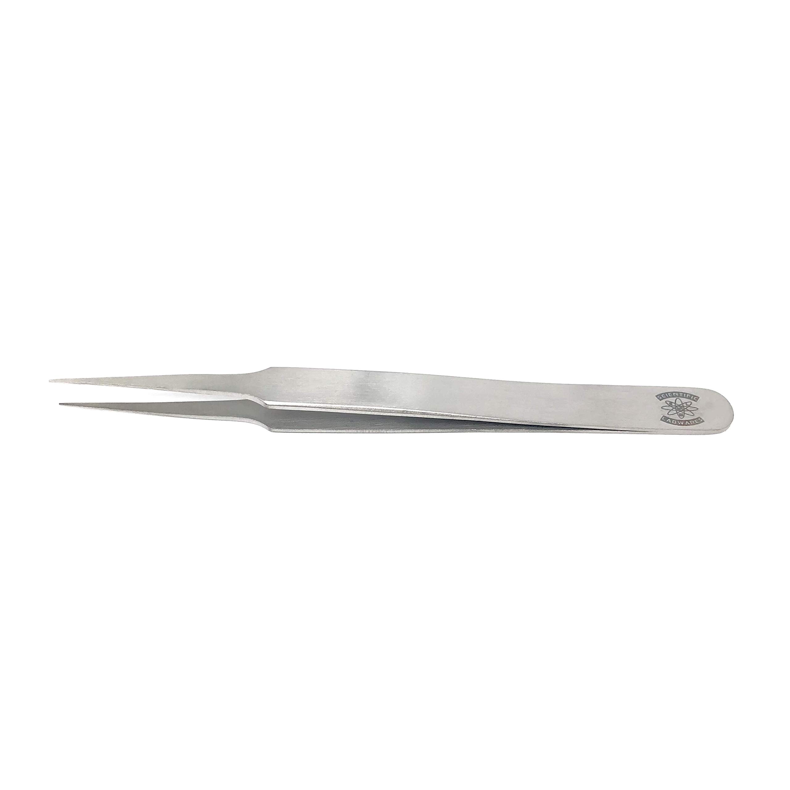 Scientific Labwares High Precision Stainless Steel Tweezers/Forceps with Straight Tapered Fine Point (4.75 in.)