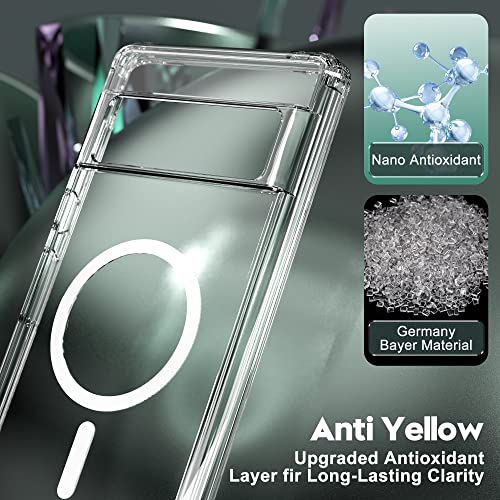 oakxco Google Pixel 6 Pro Magnetic Case Clear, Compatible with Magsafe Charging, Slim Fit Protective Phone Case for Pixel 6 Pro, Shockproof Soft Silicone TPU Bumper&Hard PC, Crystal Clear Anti-Yellow