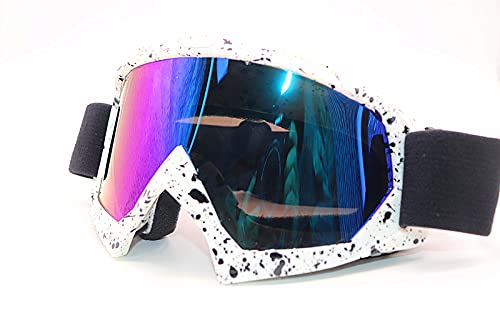 DPLUS Motorcycle Goggles Cycling Goggles Dirt Bike ATV Goggles Anti-UV Adjustable Riding Offroad Protective Combat Tactical Military Goggles for Men Women (White)
