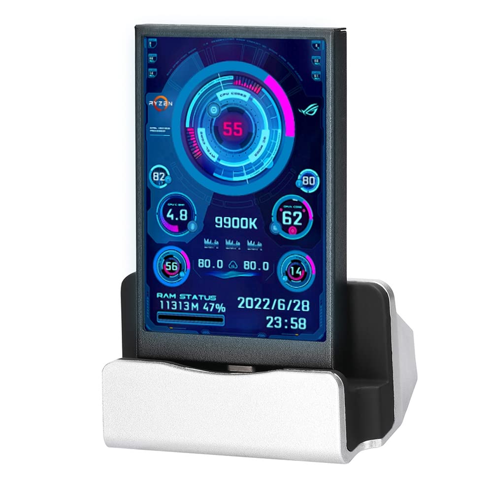 MAKIVI 3.5 Inch USB Chassis Sub-Screen Computer CPU GPU RAM HDD Monitor for Freely AIDA64 Black