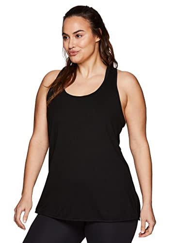 RBX Active Women's Plus Size Fashion Flowy Yoga Workout Tank Top Tunic S21 Black 3X