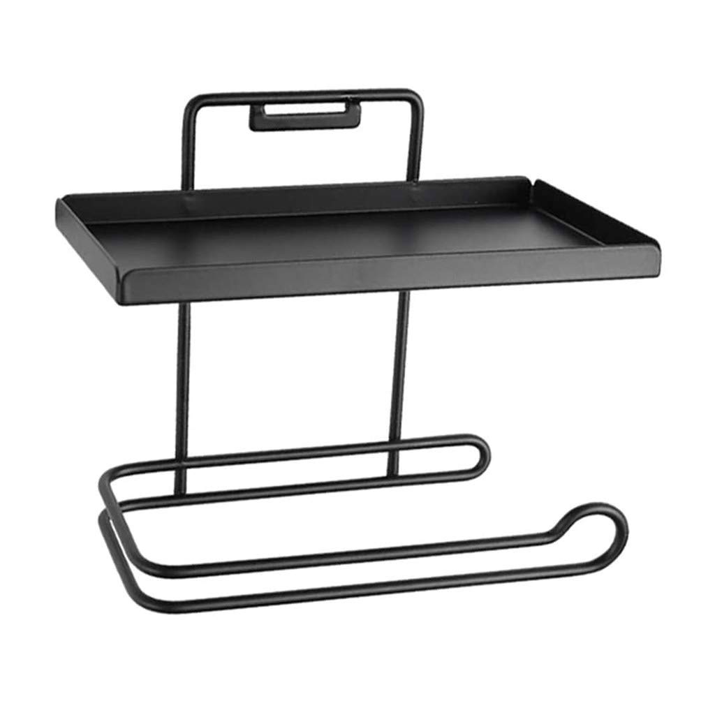 HZH Simple Wrought Iron Bathroom Shelf, Double Partition Clapboard Roll Shelf, Kitchen Utensils Storage Rack