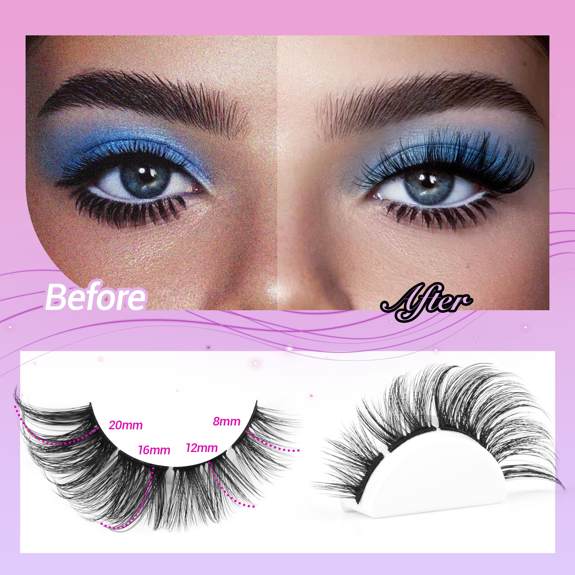 Eyelash Extension Kit 3 Styles Lash Clusters Kit Fluffy Wispy Cat Eye Cluster Lashes Extension Kit with Long Lasting Lash Bond and Seal and Lash Tweezers D Curl Individual Lashes by Vanssymunlin