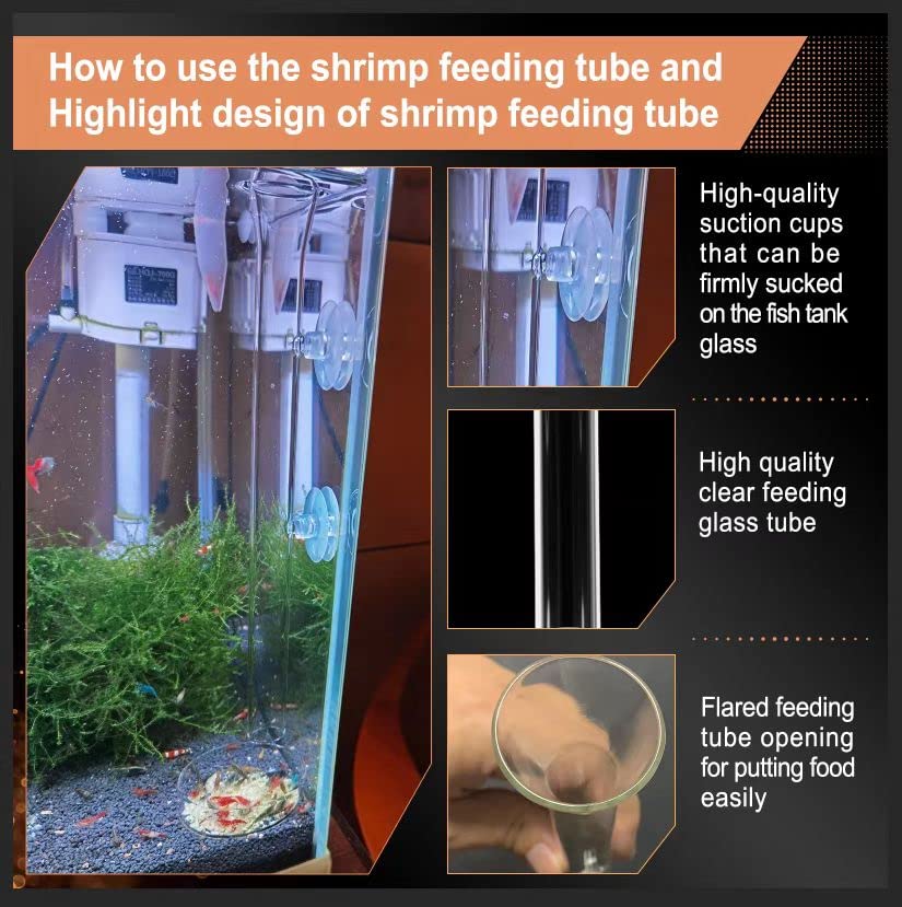Shrimp Feeding Tube with Feeding Bowl and Dish,Shrimp Feeding Dish with Suction Cup,Tube Cleaning Brush,Shrimp Feeder with Bulb,Feeding Ring,Aquarium Feeding clamp,Aquarium net