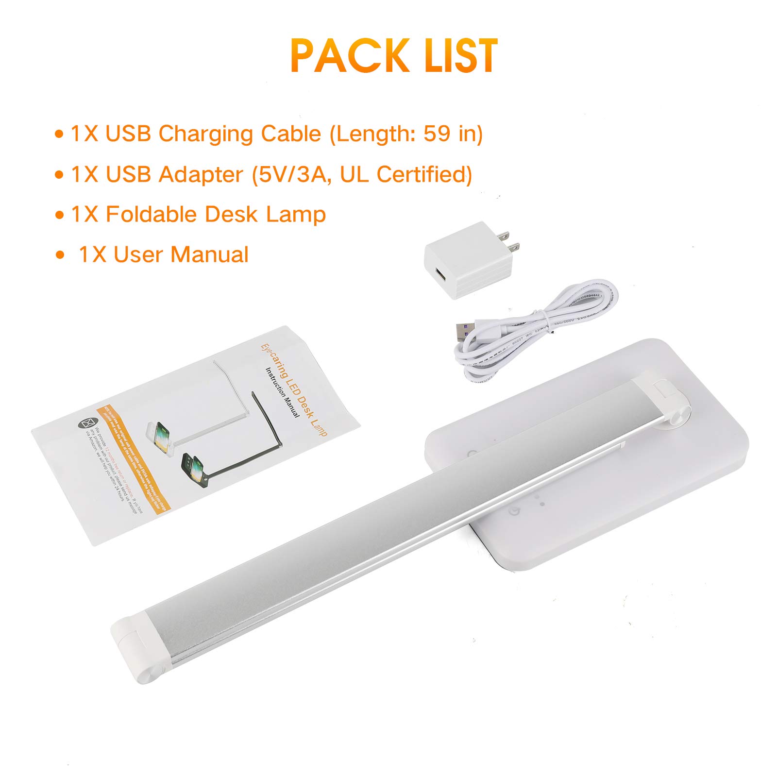 EASTAR LED Desk Lamp with USB Charging Port, Wireless Charger, College Dorm Room Essentials, Modern Eye-Caring Desk Lamps for Home Office,5 Lighting Modes, Bright Desk Light with Timer, Silver-White