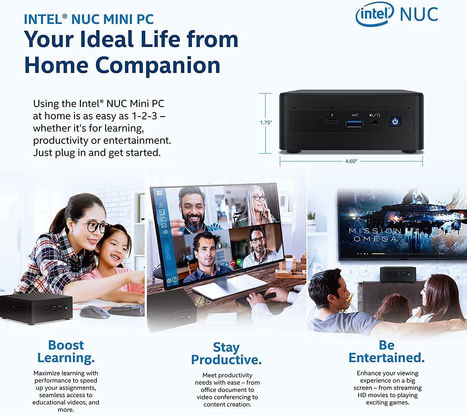 Intel NUC 11 Pro Performance Kit NUC11PAHi5 (4-Core i5-1135G7, 32GB RAM, 1TB SSD, Iris XE Graphics) Mini Business Gaming PC Desktop, Wi-Fi, IST Cable, 3-yr Warranty, Win 11 Pro