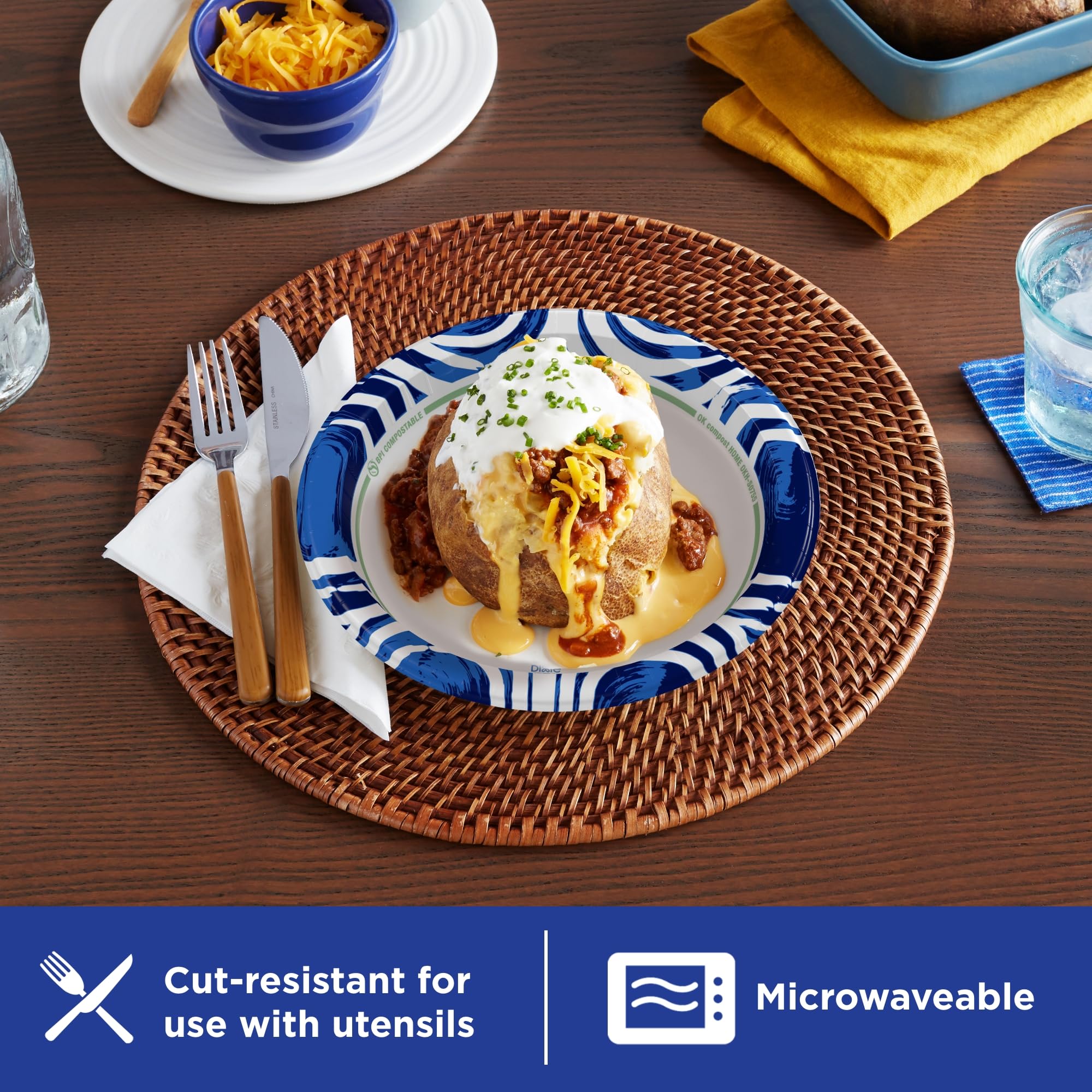 Dixie Ultra, Medium Paper Plates, 8.5 Inch, 64 Count, 3X Stronger*, Heavy Duty, Microwave-Safe, Soak-Proof, Cut Resistant, Disposable Plates For Heavy, Messy Meals