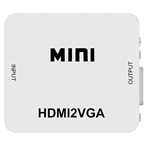 HDSUNWSTD HDMI to VGA Adapter with 3.5mm Audio Port (PC HDMI Source Output to VGA TV) for Old Computer Monitor Laptop Projector 1080P Video (Female HDMI in, Female VGA Out)