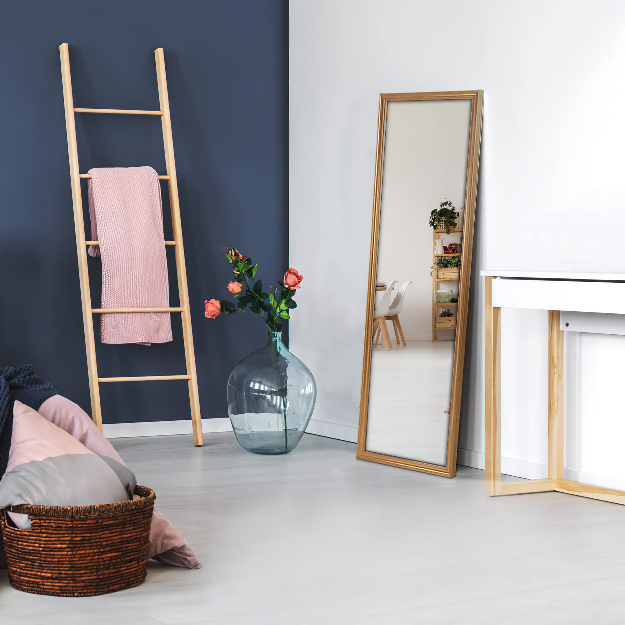 Edenseelake 2 Packs 14x48 Inch Full Length Wall Mirrors Over Door Mirror for Bedroom, Living Room, Black