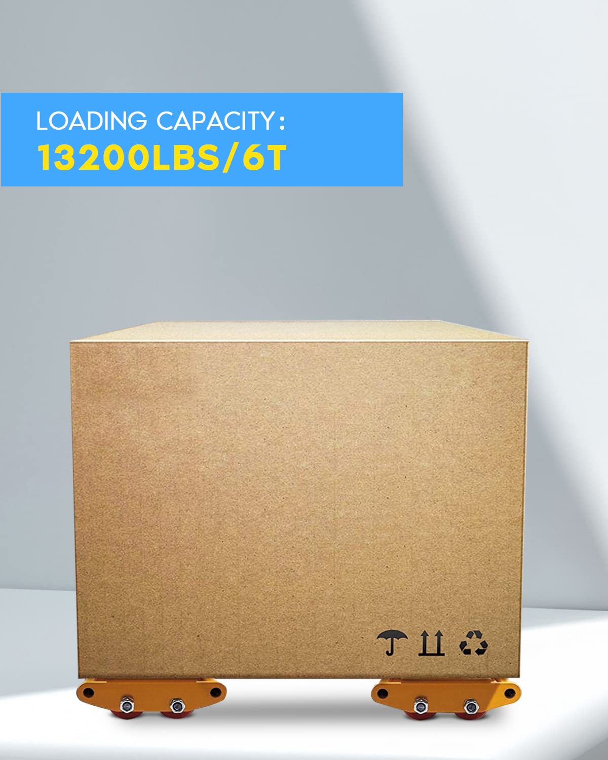 Dollate 6T 13200lbs Machine Skates Heavy Duty Machine Dolly Skate Machinery Moving Skate with 360° Rotation Cap & 4 PU Rollers, Machinery Mover for Industrial Moving Equipment, Yellow
