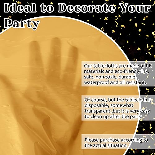Plastic Table Cloth Disposable Table Cover Plastic Table Cloth for Indoor or Outdoor Tables Parties Picnic Birthdays and Weddings, 54" x 108"(Black, Gold, 12 Pcs)
