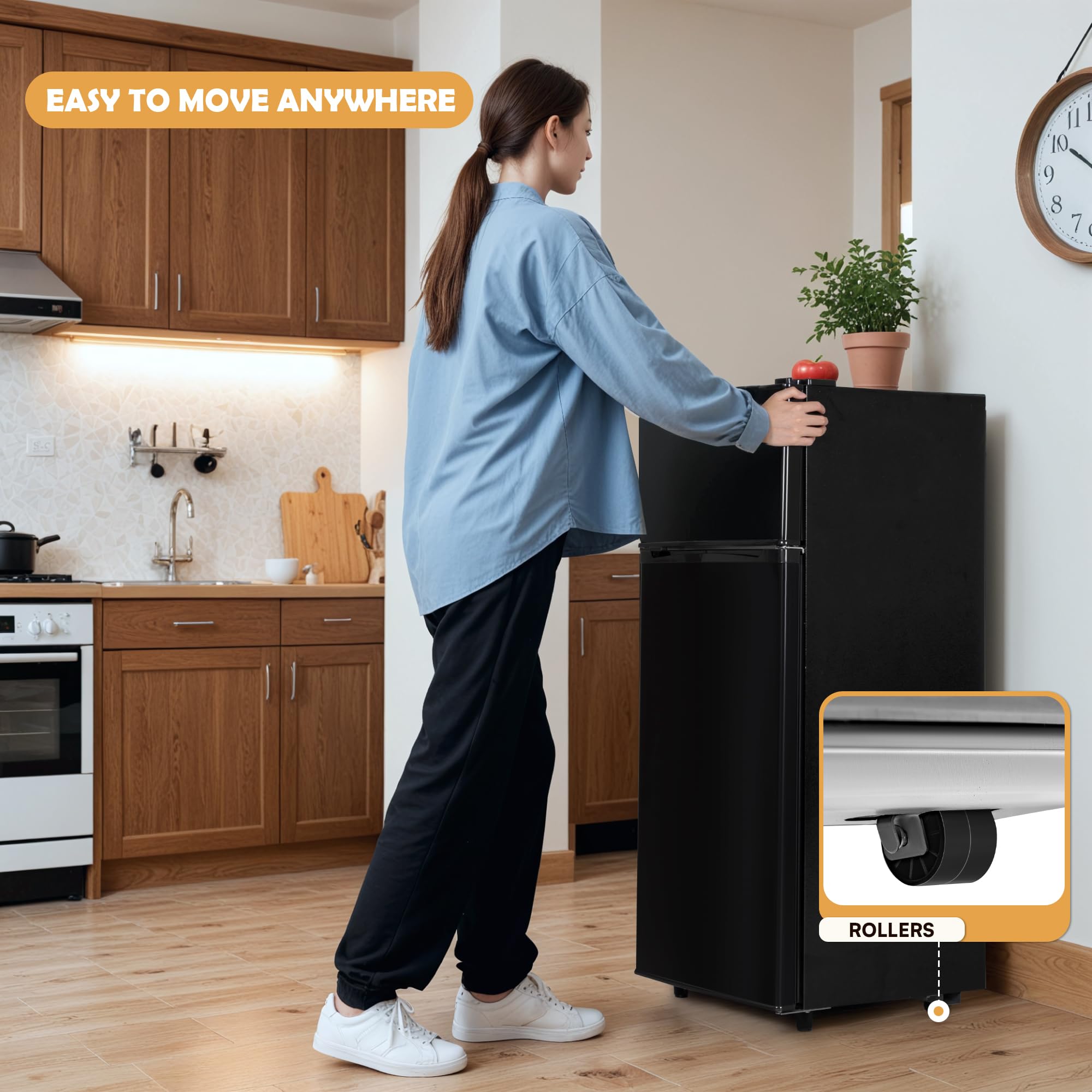Manastin 4.5 Cu.ft Mini Fridge with Freezer, Small Refrigerator with 2 Doors for Office, Kitchen, Dorm and Bedroom, Mini Refrigerator with Adjustable Shelves (Black)