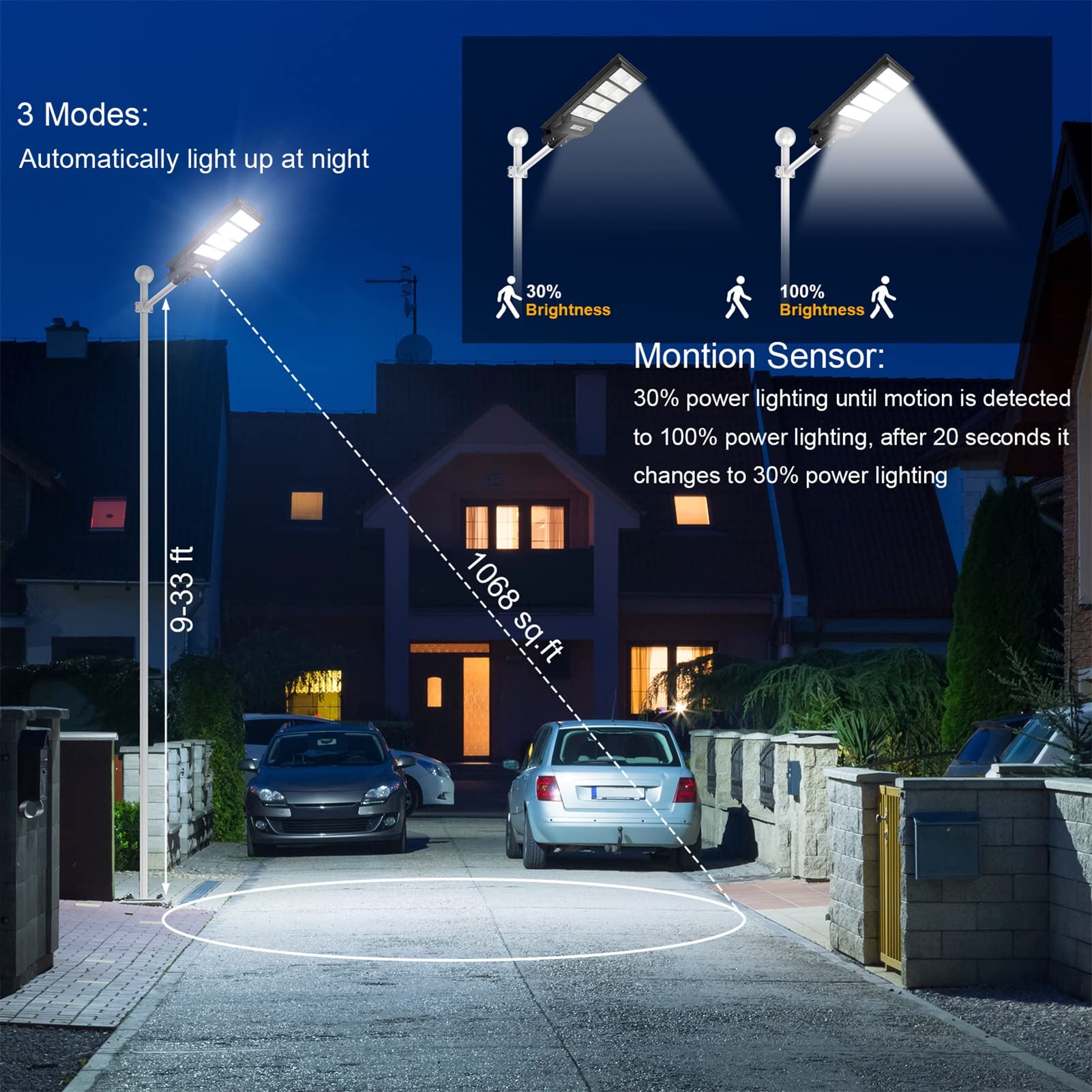 INSDEA 600W Solar Lights for Outside, 50000LM Dusk to Dawn Solar Street Light Motion Sensor, IP66 Waterproof Solar Security Flood Lights Outdoor for Garden,Yard,Parking Lot