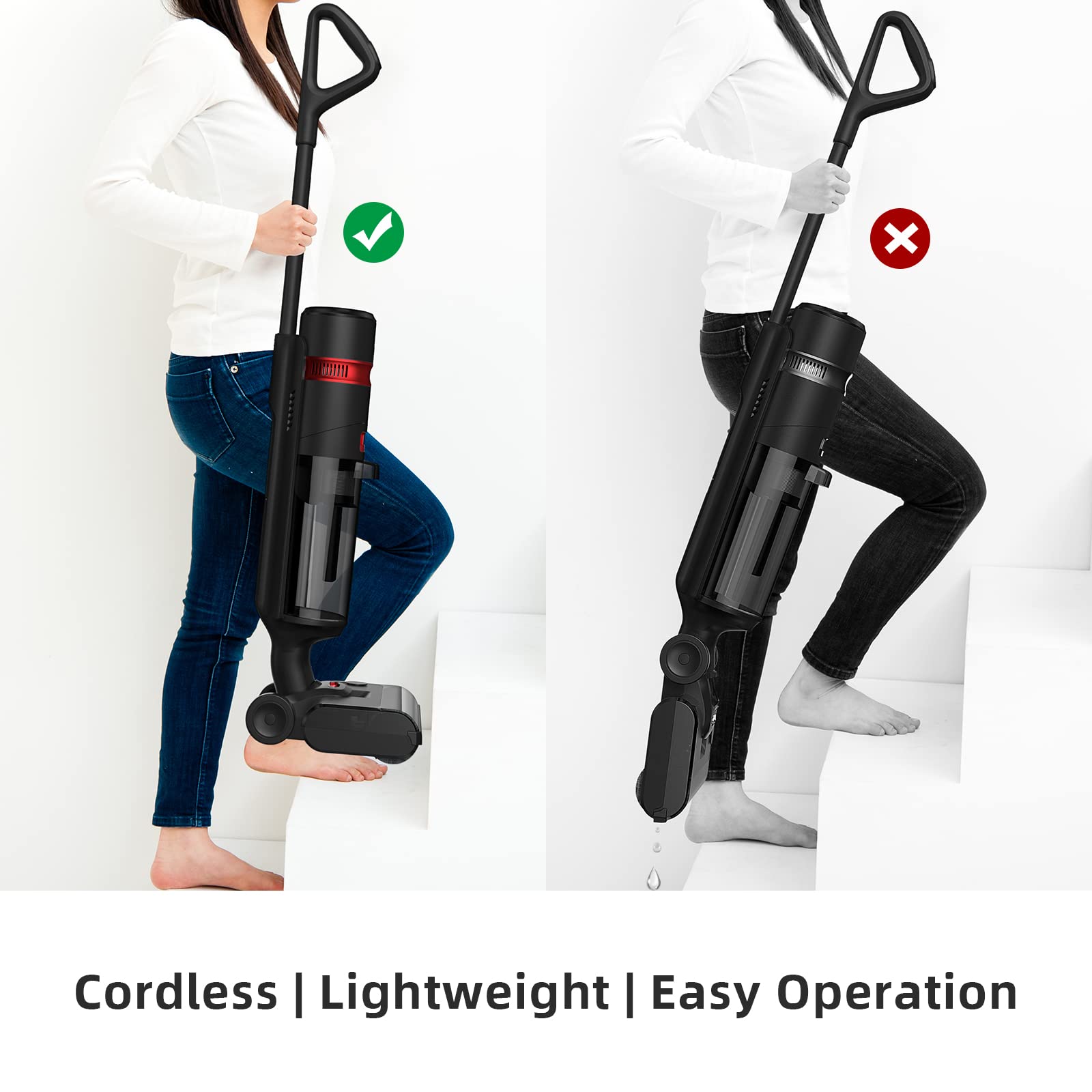 INSE Wet Dry Vacuum Cleaner Lightweight Cordless Vacuum and Mop for Hard Floors Wet-Dry Cleaning with LED Display and Voice Assistance-W5