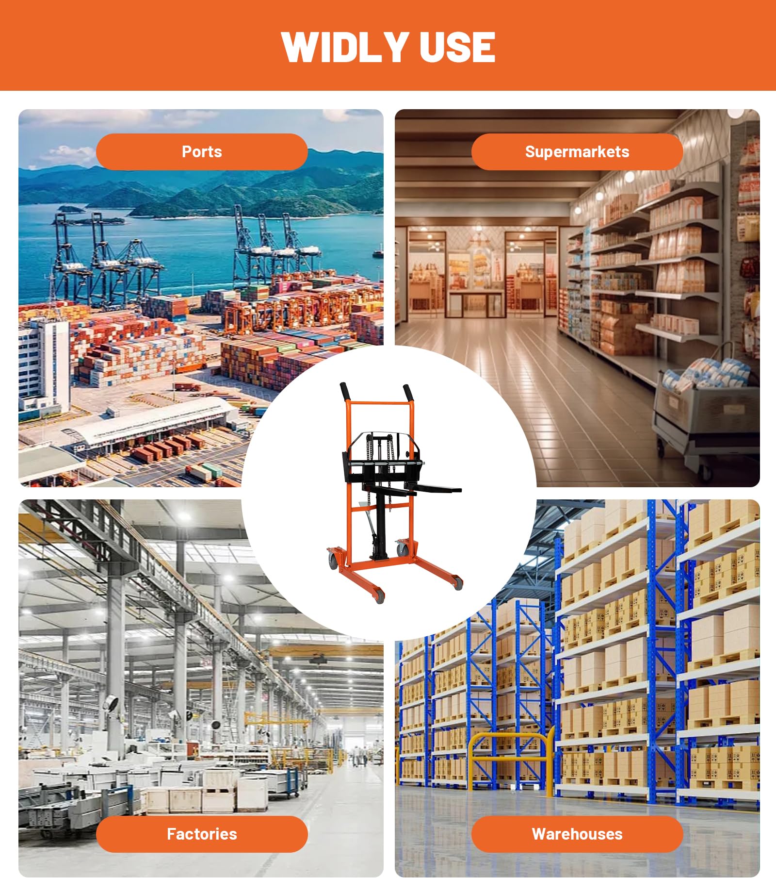 Landrol Material Lift Winch Stacker, Heavy Duty Pallet Truck Dolly, Rolling Manual Lift Table, Adjustable Fork Lift with Wheels for Factory, Warehouse, Garage