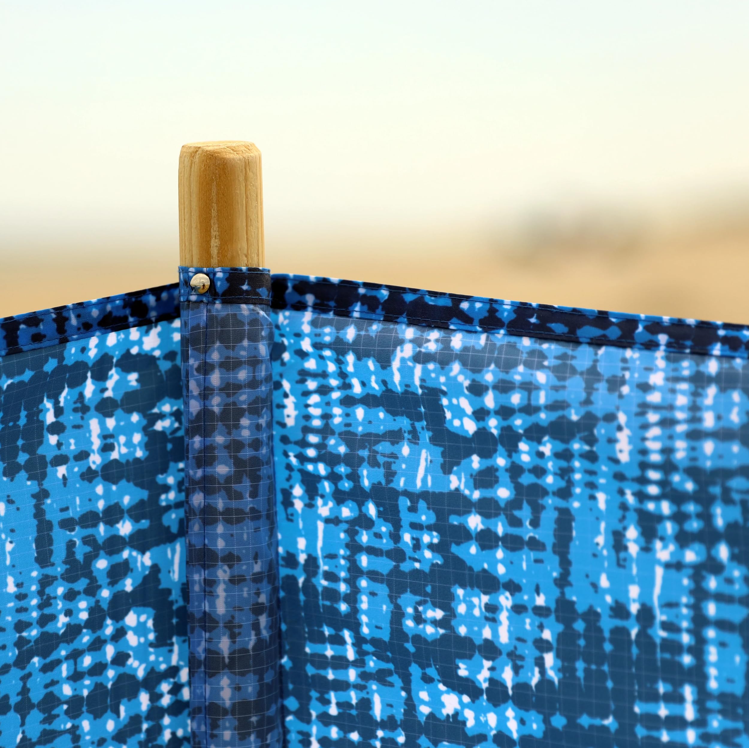 erda Tide Dye Pro Beach Recycled Polyester Rip-Stop 20 ft Lightweight Windscreen, Privacy Screen, Wind Blocker, Free Matching Shoulder Bag (New Mahogany Wood Poles)
