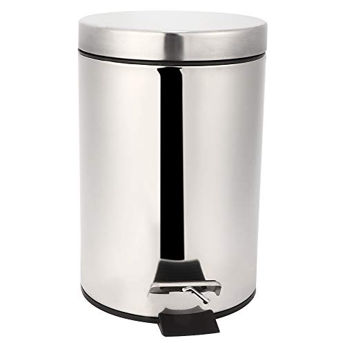 plplaaoo Kitchen Garbage Can, 3L Garbage Can with Lid, Dustbin Rubbish Garbage Bin Container, Household Stainless Steel Step Pedal Trash Can, with Detachable Inner Barre, for Home Bathroom Office Use