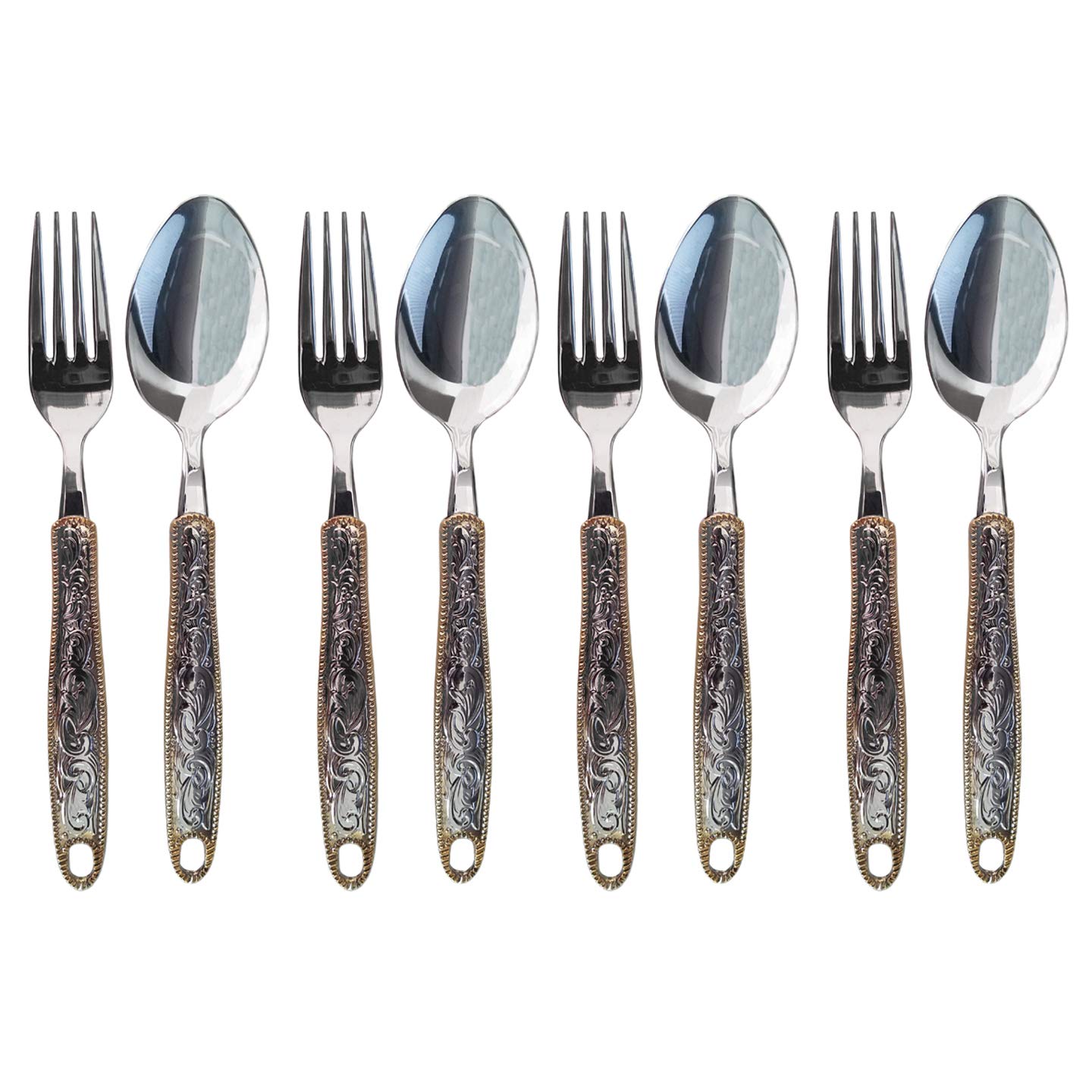 Western Buckle Stainless Silverware 8 Piece Lunch Set by Cowboy Living