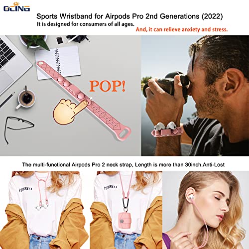 OCING 6 in One Airpods Pro 2 Case with Secure Lock, Full Body Protective Case Compatible with Airpod Pro 2nd / 1st Generation(2022/2019), Supports Wireless Charging (Pink)