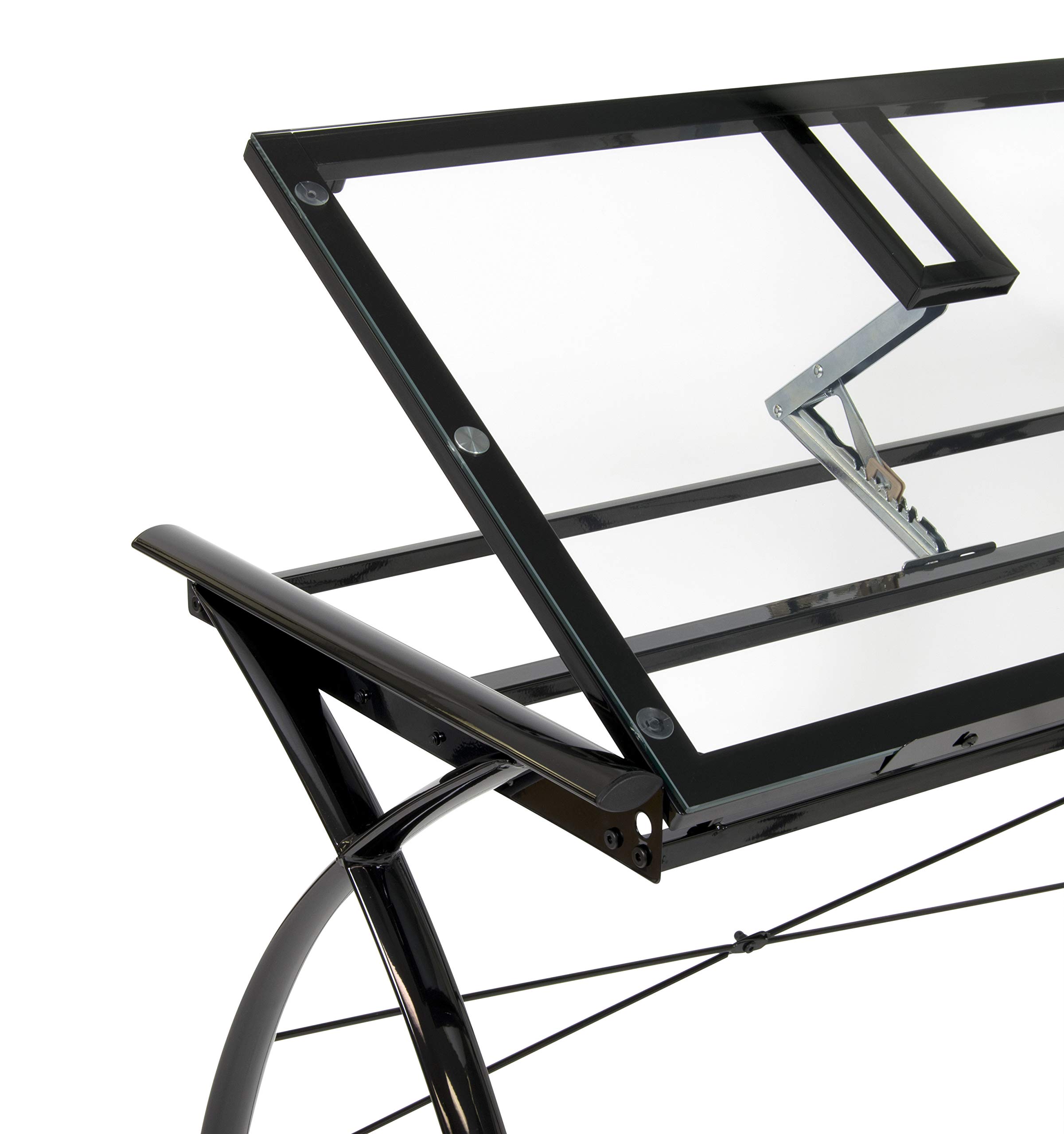 SD STUDIO DESIGNS Futura LS WorkCenter with Tilt Top Adjustable Drafting Table Craft Table Drawing Desk Hobby Table Writing Desk Studio Desk, Black / Clear Glass.