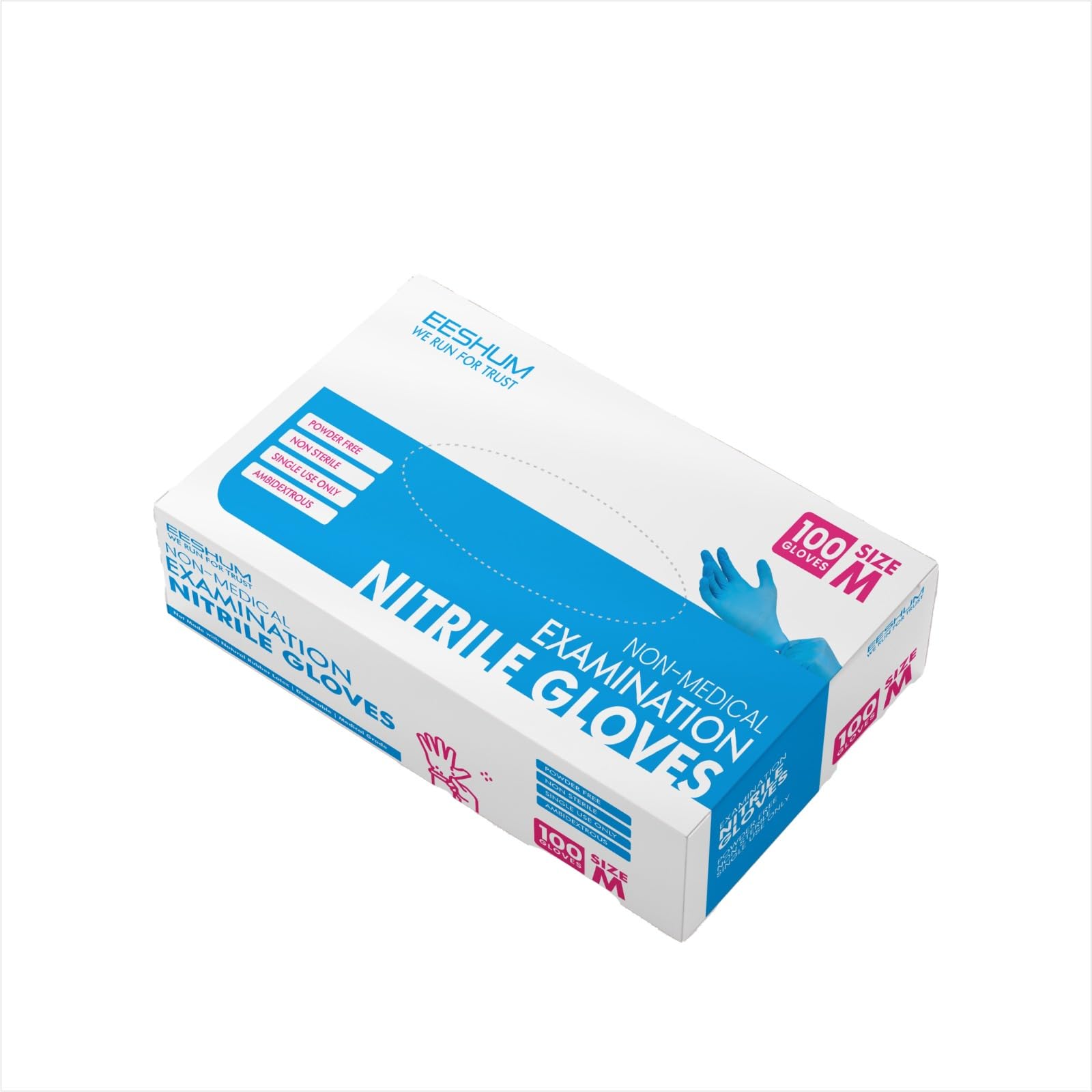 Eeshum Nitrile Gloves, 4mil-100 Count, Gloves Disposable Latex Free, Disposable Gloves for Household, Food safe (Large)