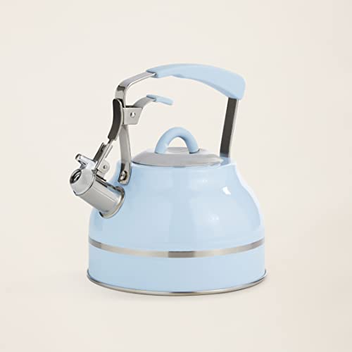 Park City Trading Company Bella Stainless Steel Whistle Kettle (Blue) - whistling tea kettle for stove top - stovetop kettle and whistle pot - Stainless Steel Teakettle for Tea, Coffee