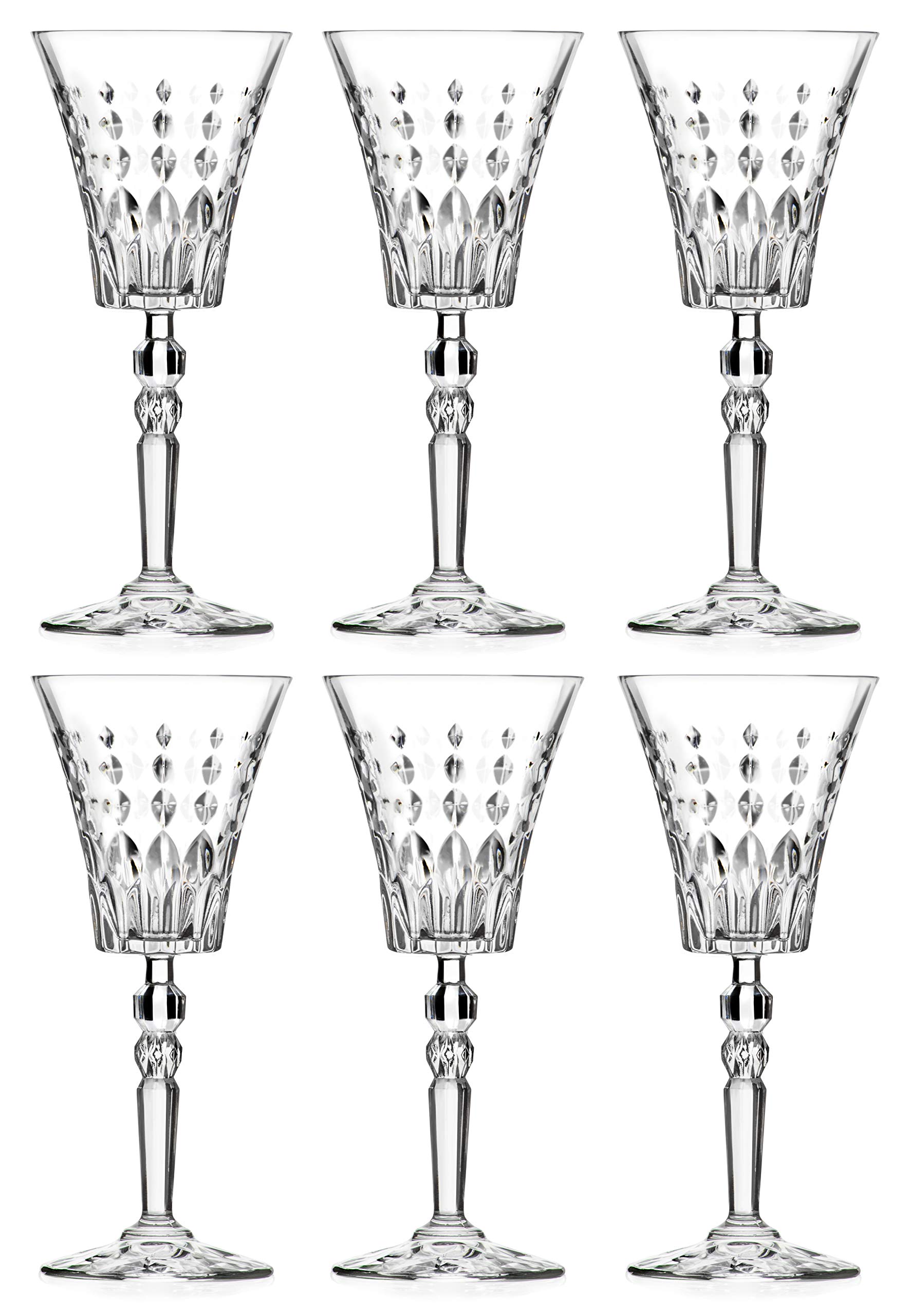 Goblet - Red Wine Glass - Water Glass - Stemmed Glasses - Set of 6 Goblets - Crystal like Glass - 10 oz. Beautifully Designed - by Barski - Made in Europe