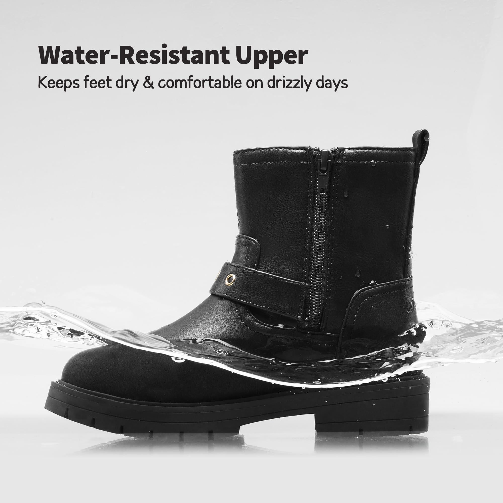 DREAM PAIRS Girls Ankle Booties Waterproof Side Zipper Boots Sdbo2305k Black Size 2 Little Kid