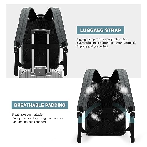 Ocraho Lunch Bag Backpack Insulated Cooler Lunch Box Backpack,Travel Laptop Backpack with USB Port for Women Men Fits 15.6 Inch Laptop (Gray-2)