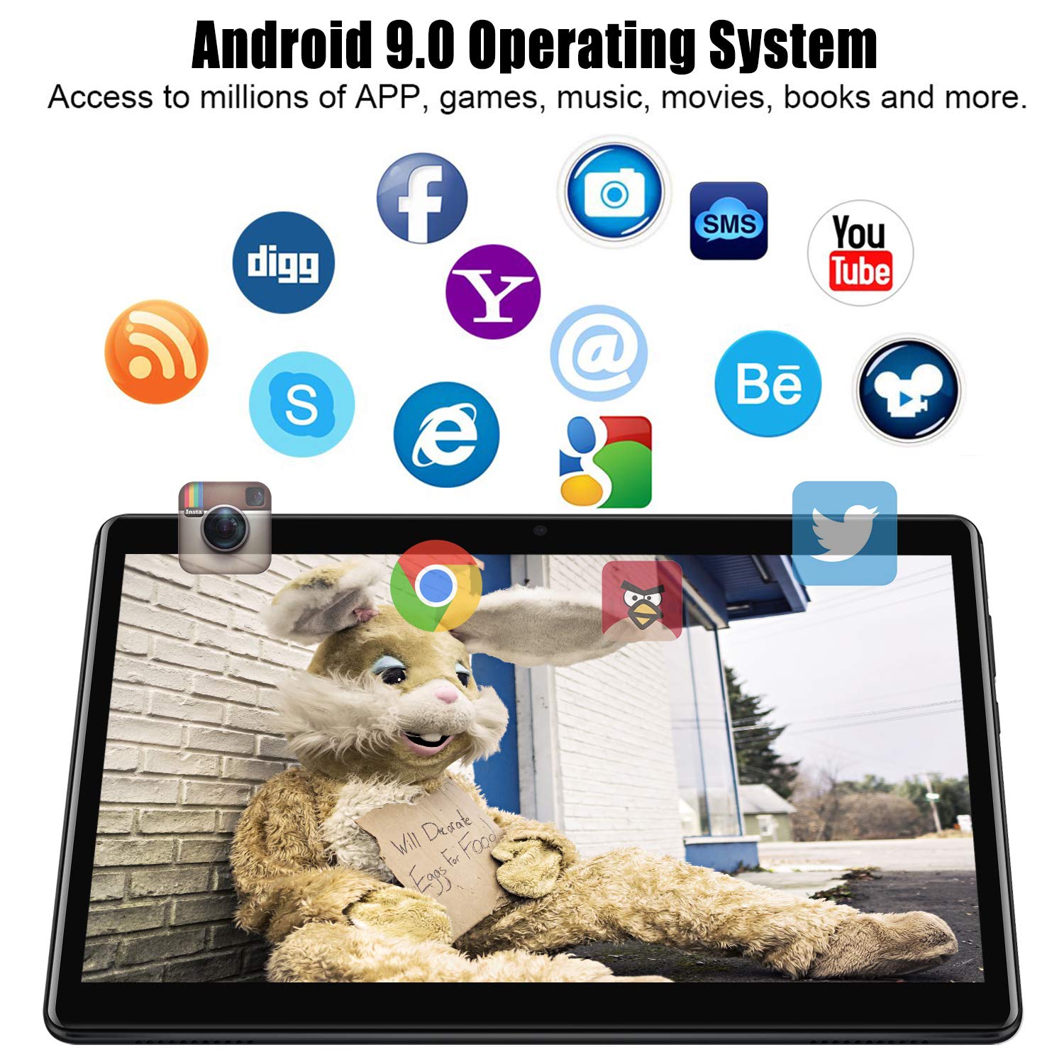 DUODUOGO 2 in 1 Tablets, Android 10.0 Tablet PC with Wireless Keyboard Case, 4GB RAM 64GB ROM/128GB Computer Tablets, Quad Core, HD/IPS, 8000mAh, 13MP Dual Camera, Cellular Dual 4G SIM + WiFi, DGO-P8
