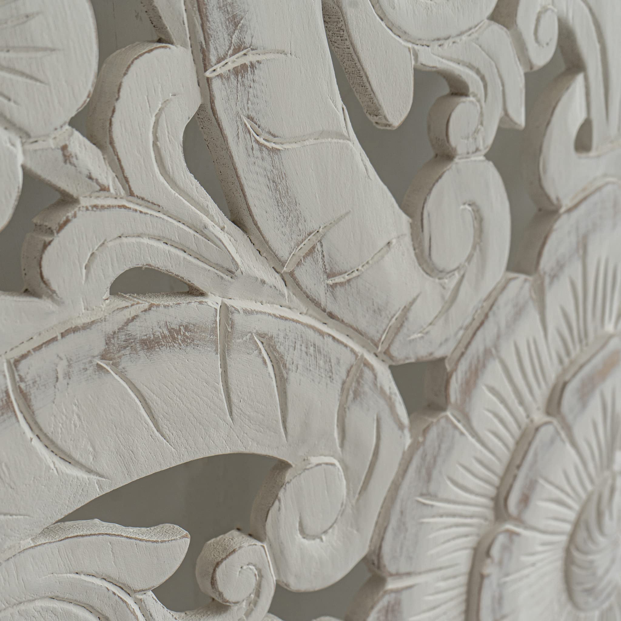 King Bed Headboard Wood Carved, Mandala on Wall Panels, Luxury Residence Plaques Decor, 76 inches