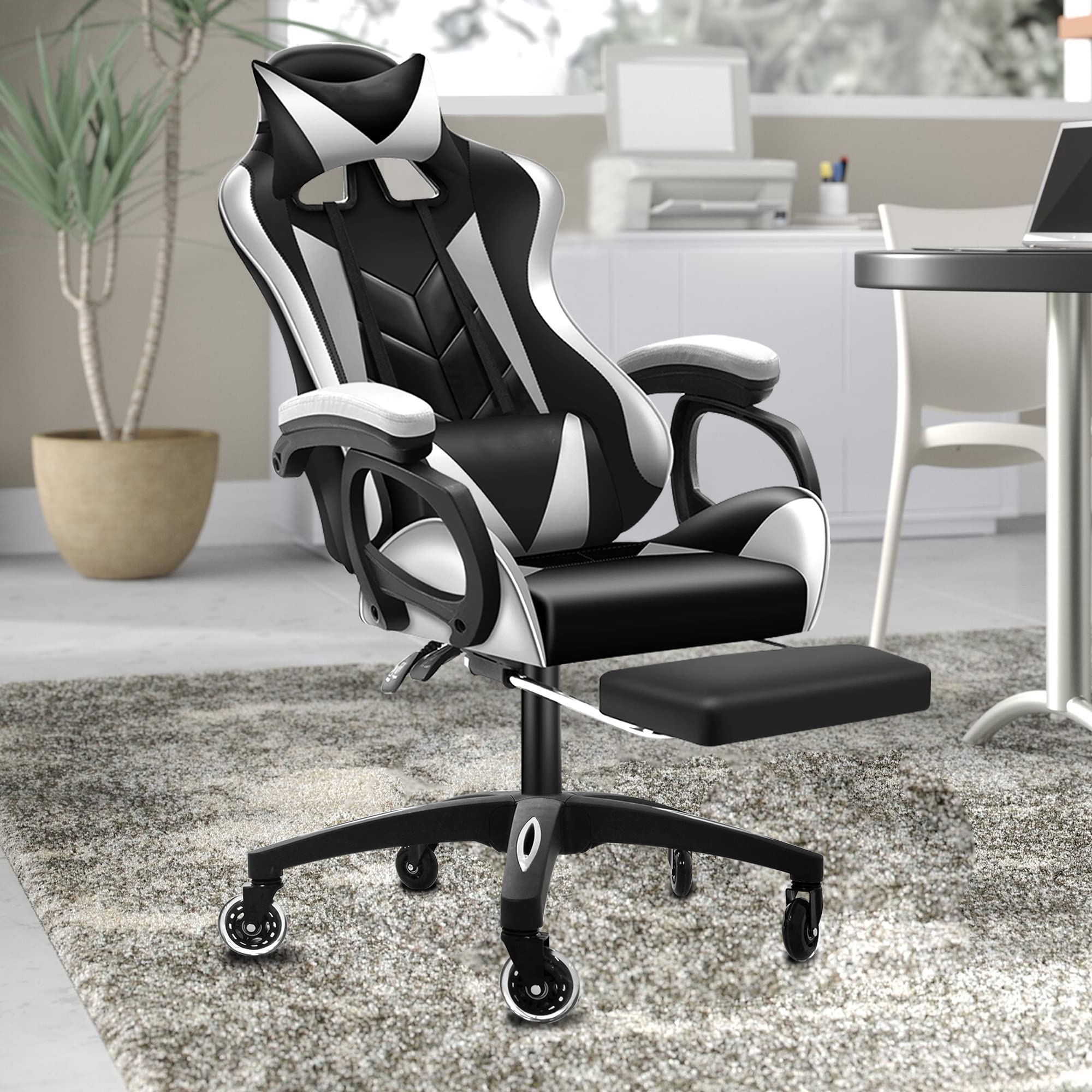 Frassie 28 inch Nylon Gaming Chair Base with 5 Casters, Heavy Duty Boss Office Chair Base Part Replacement (White)