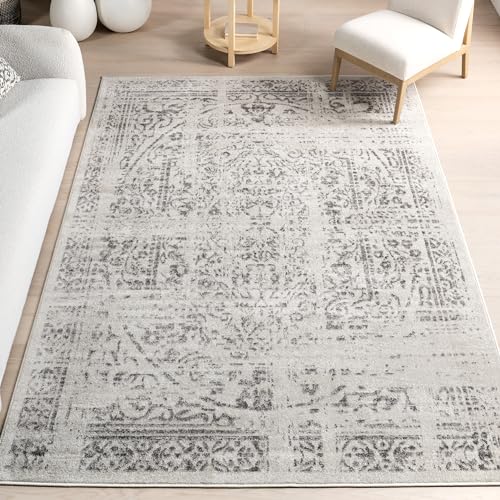 nuLOOM Arlena Vintage Traditional Area Rug - 5x8 Area Rug Modern/Contemporary Grey/Ivory Rugs for Living Room Bedroom Dining Room Kitchen