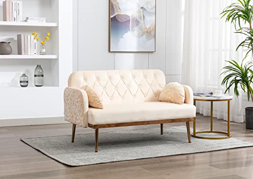 Nigwedete 55'' W Loveseat Sofa, Accent Sofa with Metal Feet, Modern Upholstered Sofa Couch for Small Living Room, Apartment and Small Space, Beige
