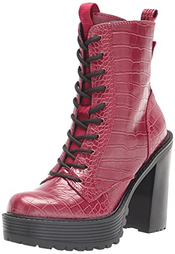 Guess Women's KANIELA Ankle Boot, Merlot Red Crocodile, 5.5