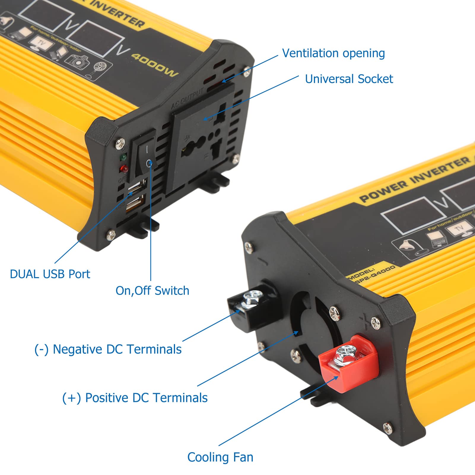 DOACT Solar Power Kit, Full Protection Solar Inverter Kit 30A Charge Controller 300W Inverter with Charging Cable for Outdoor Use (12V to 110V)