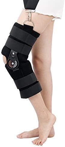 Hinged Knee Brace Support for Protection Adjustable Hinged Knee Brace Support for Ligaments Sports Injury Walking Training Leg Restoration Protector (Size : L)